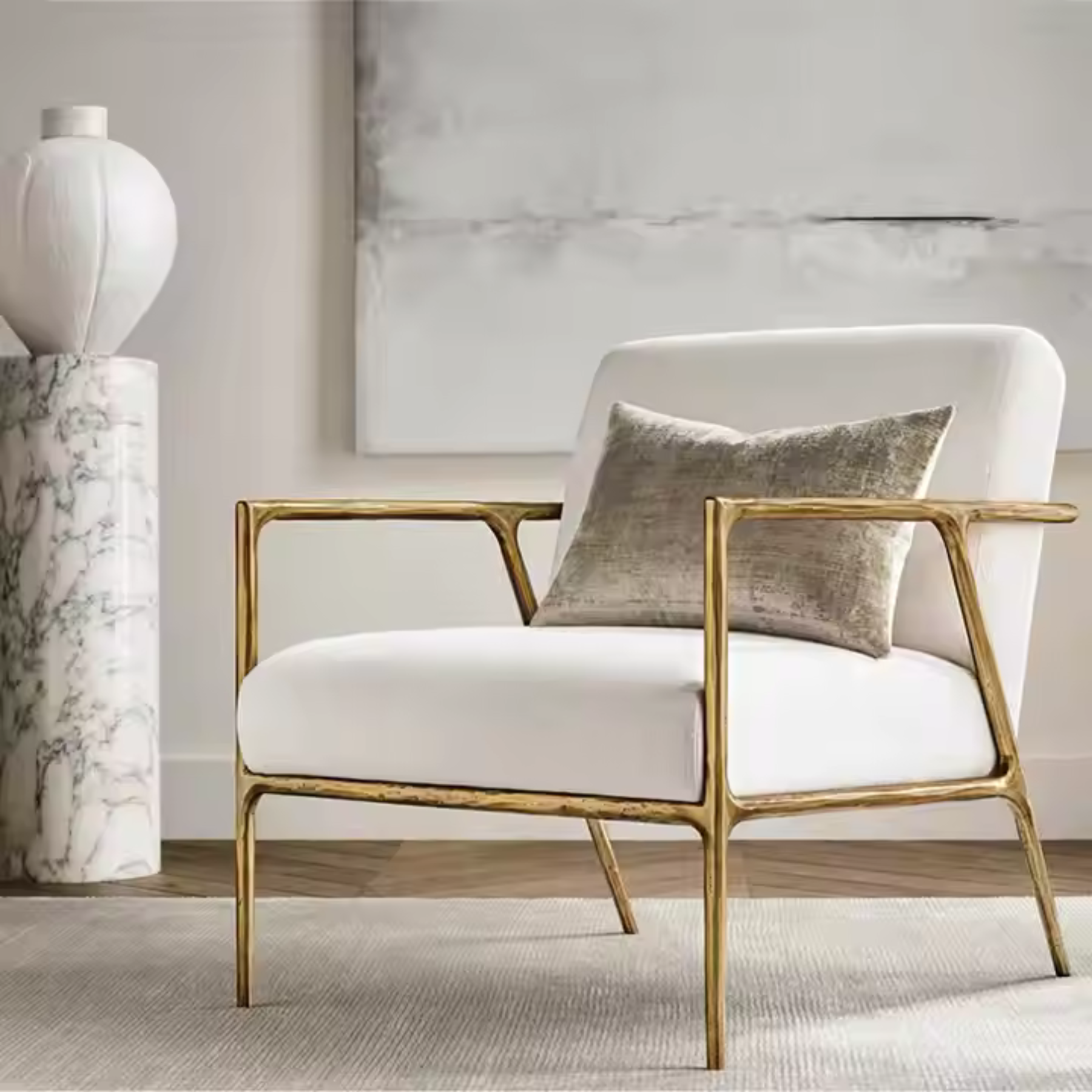 Milano Golden Forged Iron Frame Armchair – My Home Design